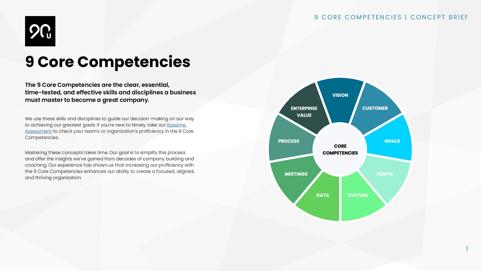 9 Core Competencies 9 Core Competencies